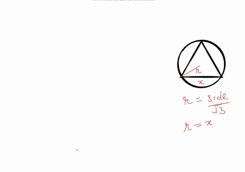 SOLVED:An equilateral triangle is inscribed in a circle of radius r ...