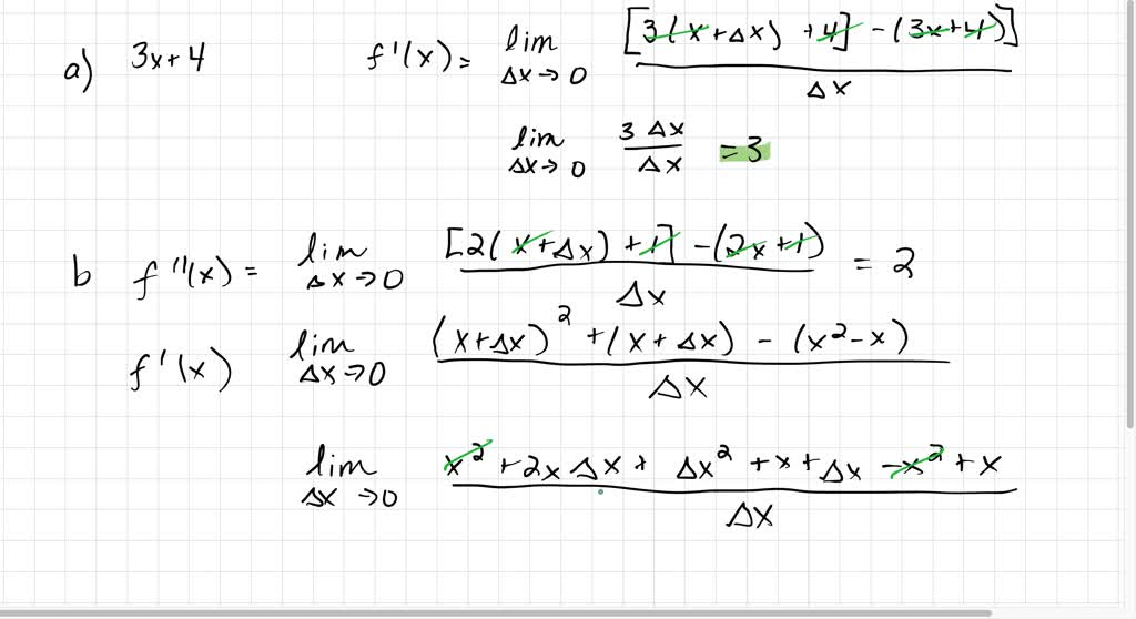 SOLVED:Obtain the following derivatives from first principles: (a) the ...
