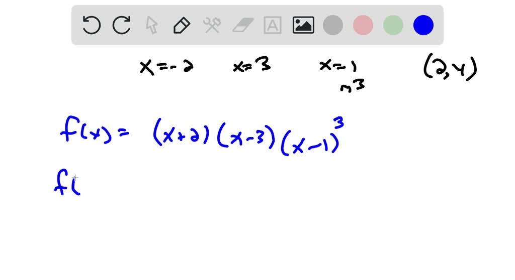 SOLVED:Degree 5. Single zero at x=-2 and x=3, and triple zero at x=1 ...