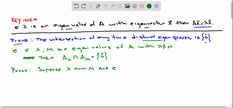 SOLVED:Prove that the intersection of any two distinct eigenspaces of a ...