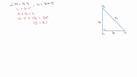 SOLVED:Solve the right triangle shown in the figure. GRAPH CAN'T COPY ...
