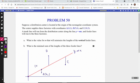 SOLVED:Minimum Distance In Exercises 49-51 , consider a fuel distribution center located at the ...