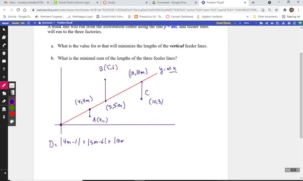 SOLVED:Minimum Distance In Exercises 49-51 , consider a fuel distribution center located at the ...