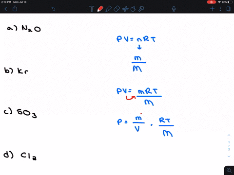 SOLVED:The gas with the greatest density at STP is (a) N2 O (b) Kr ; (c ...