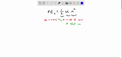 A spring with a spring constant of 144 N / m is compressed by a ...