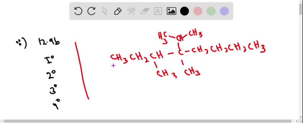 Identify each carbon in the molecule shown in Worked Example 12.9 b as ...