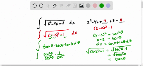SOLVED:Evaluate the integral by completing the square and using trigonometric substitution. ∫√(x ...