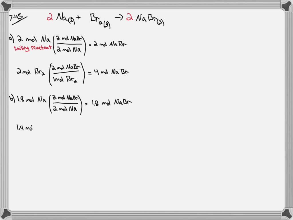 SOLVED:For the following reaction, determine the limiting reactant for each of the initial ...