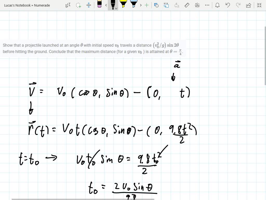 SOLVED:Show that a projectile fired at an angle θwith initial speed v0 travels a total distance ...