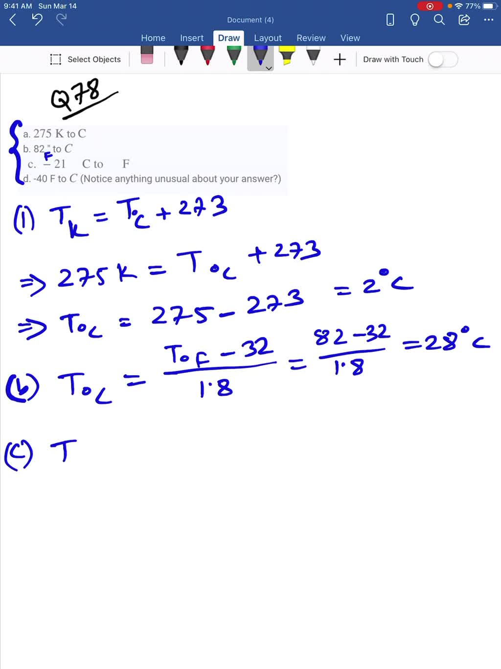 SOLVED Perform The Indicated Temperature Conversions A 275 K To C B