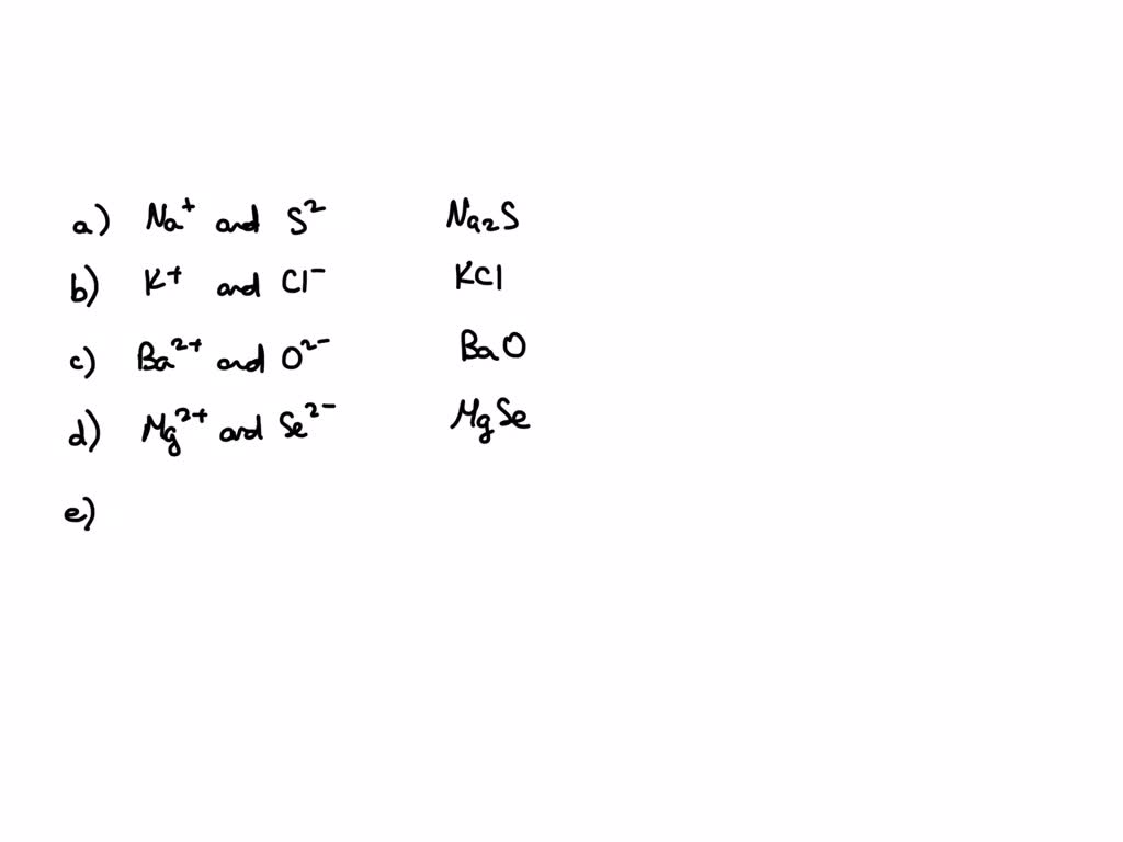 Using the normal ion charges for the elements, give the chemical ...