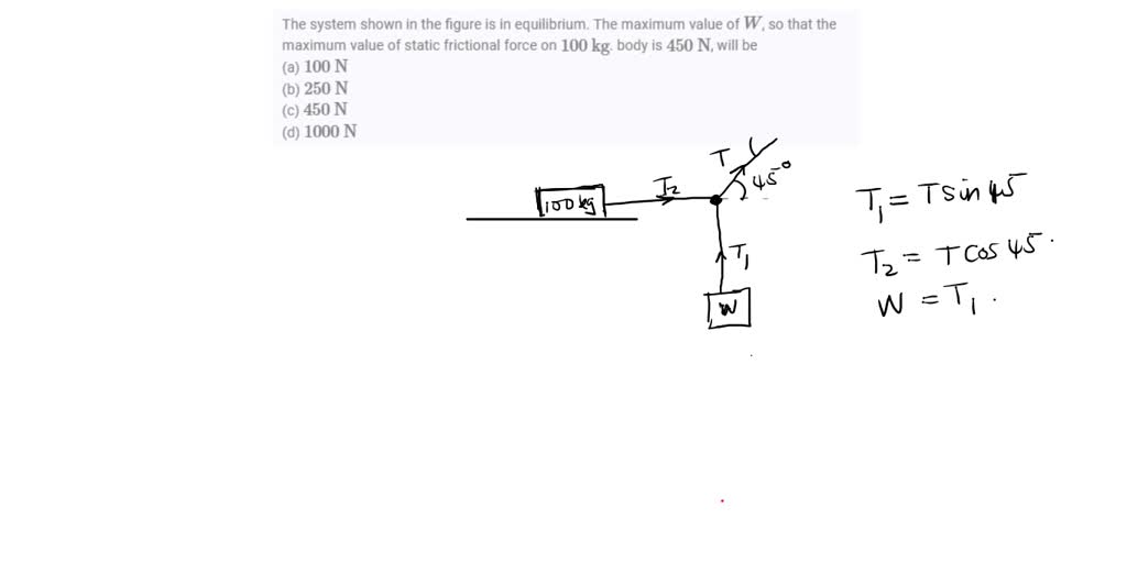 SOLVED:The system shown in the figure is in equilibrium. The maximum ...