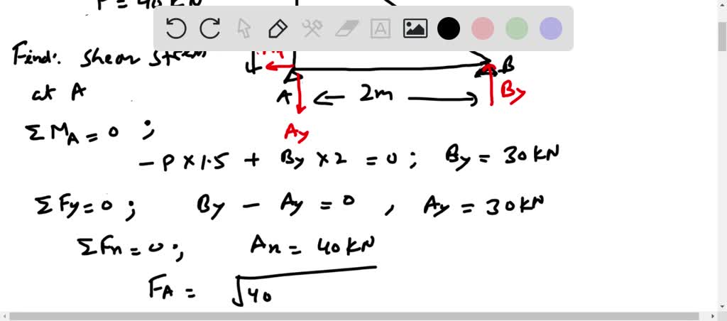 Determine the maximum average shear stress in pin A of the truss. A horizontal force of P=40 kN ...