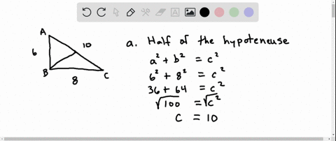 SOLVED:A right triangle has legs of 6 and 8 . Find the lengths of: a ...