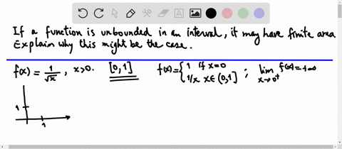 ⏩SOLVED:Writing to Learn If a function is unbounded in an interval… | Numerade