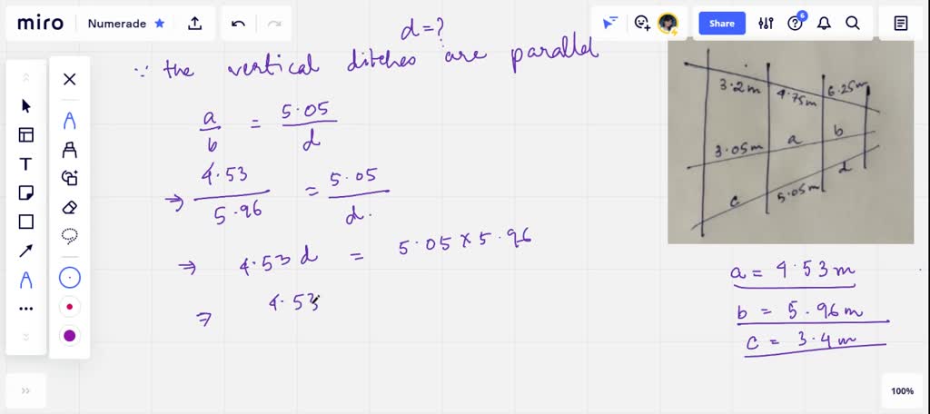 find the indicated distances between the straight irrigation ditches ...