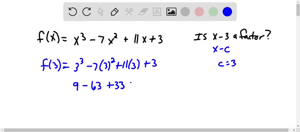 ⏩SOLVED:Use the Factor Theorem to determine if x-c is a factor of… | Numerade