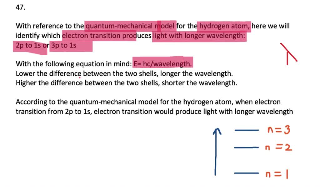SOLVED:According to the quantum-mechanical model for the hydrogen atom ...
