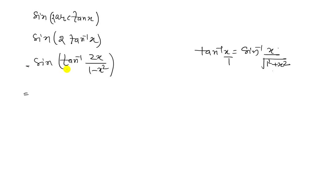 SOLVED Write The Trigonometric Expression As An Algebraic Expression