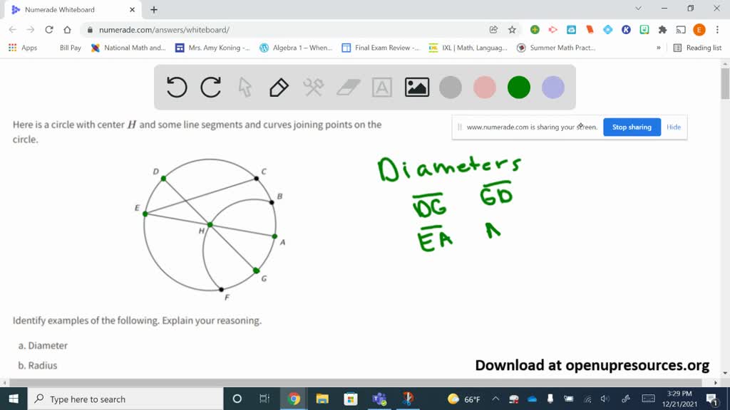 SOLVED:Use the figure below to answer the following questions. a. Construct a circle with center ...