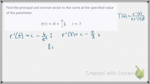 Find the principal unit normal vector to the curve at the...