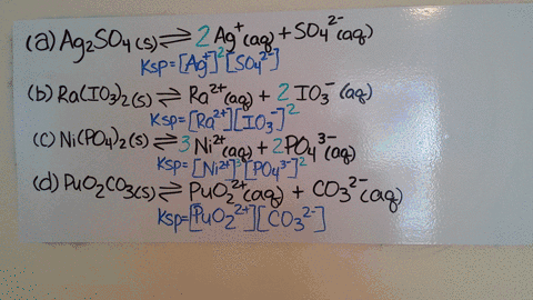 SOLVED:Write Ksp expressions for the following equilibria. For example ...