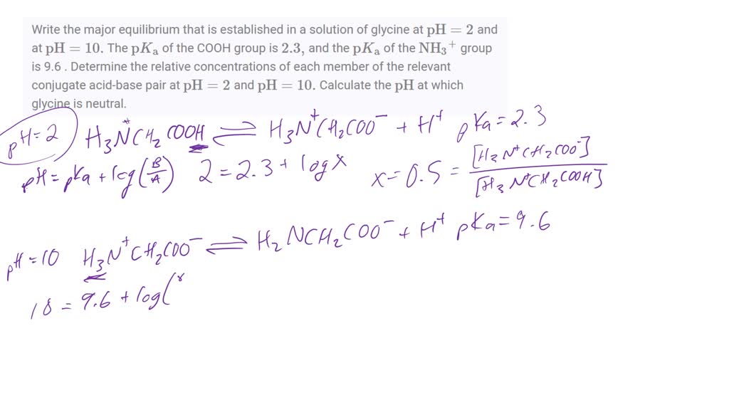 SOLVED:Determine the concentrations of the three ionic forms of glycine ...