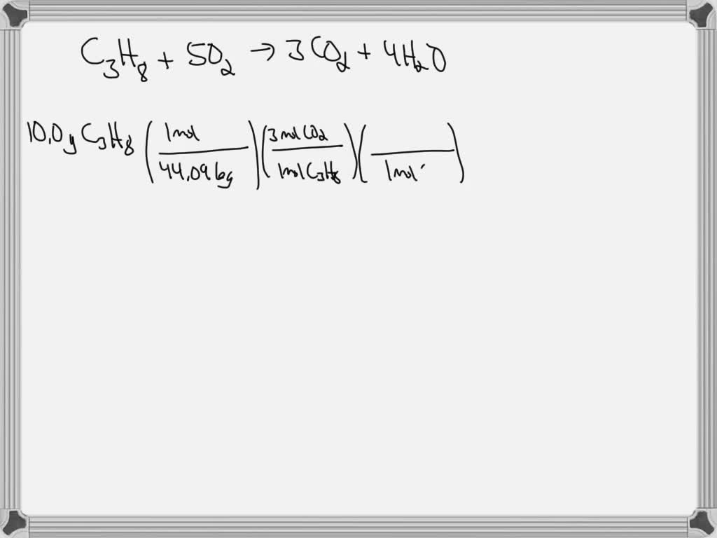 SOLVED: Según la reacción C3H8 + O2===== CO2 + H2O SI 1,7 MOLES DE C3H8 ...