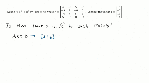 SOLVED:The given matrix determines a linear transformation T . Find all \mathbf{x} such that T ...