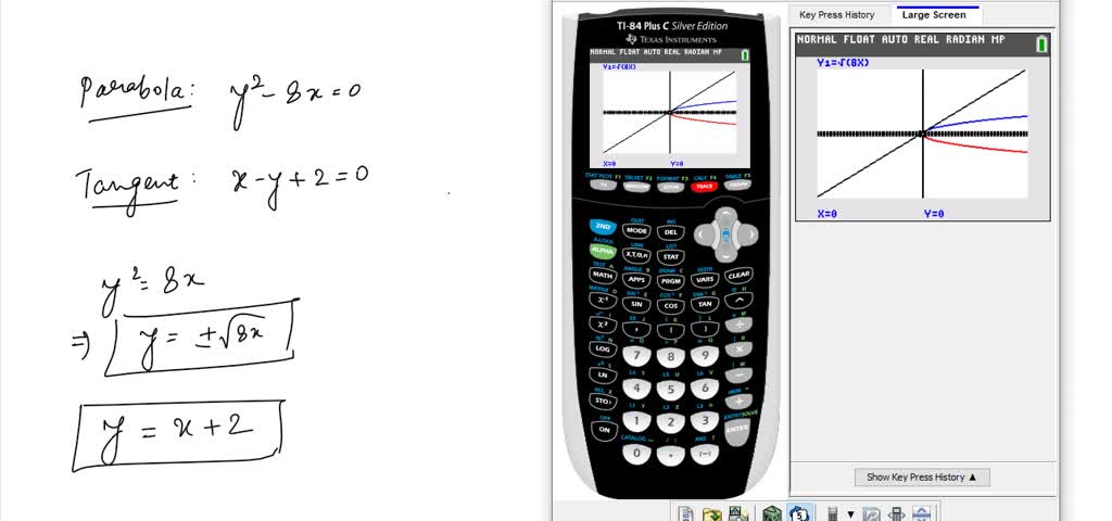 SOLVED:The equations of a parabola and a tangent line to the parabola are given. Use a graphing ...