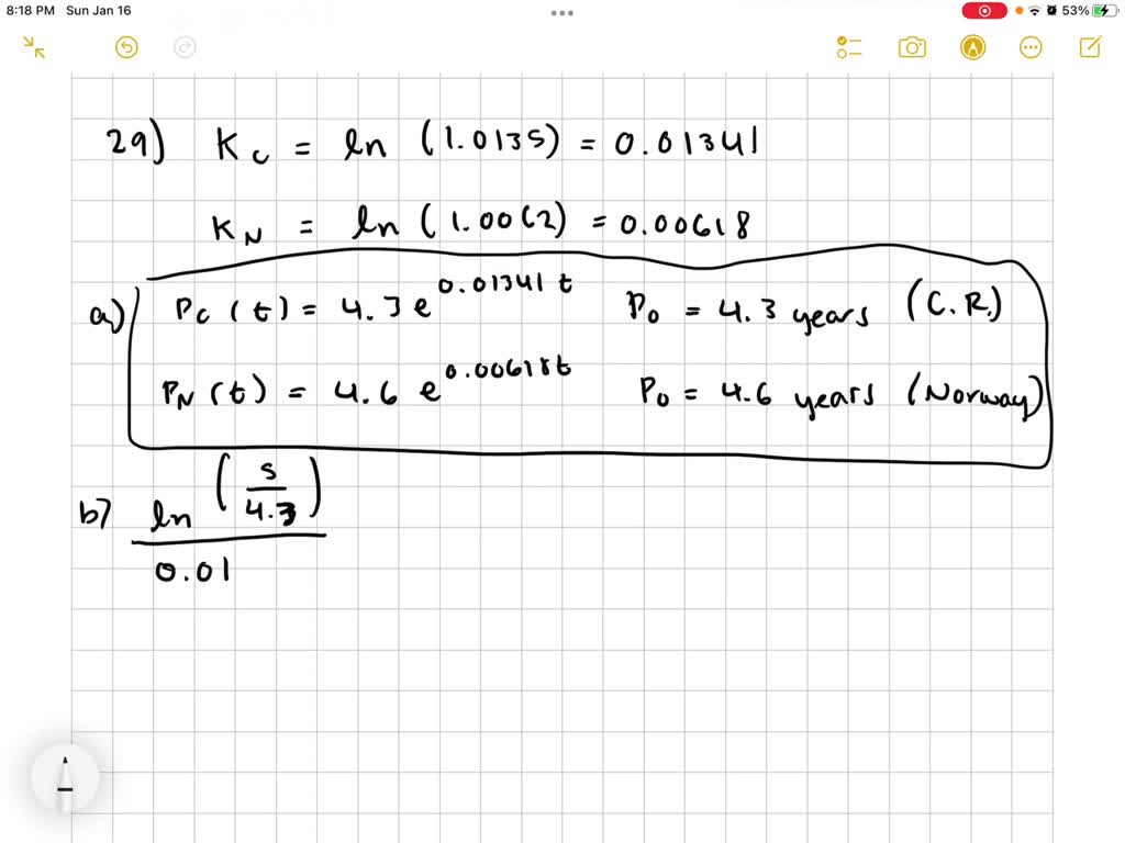 SOLVED:A function of the form P(t)=a b^t represents the population of the given country t years ...