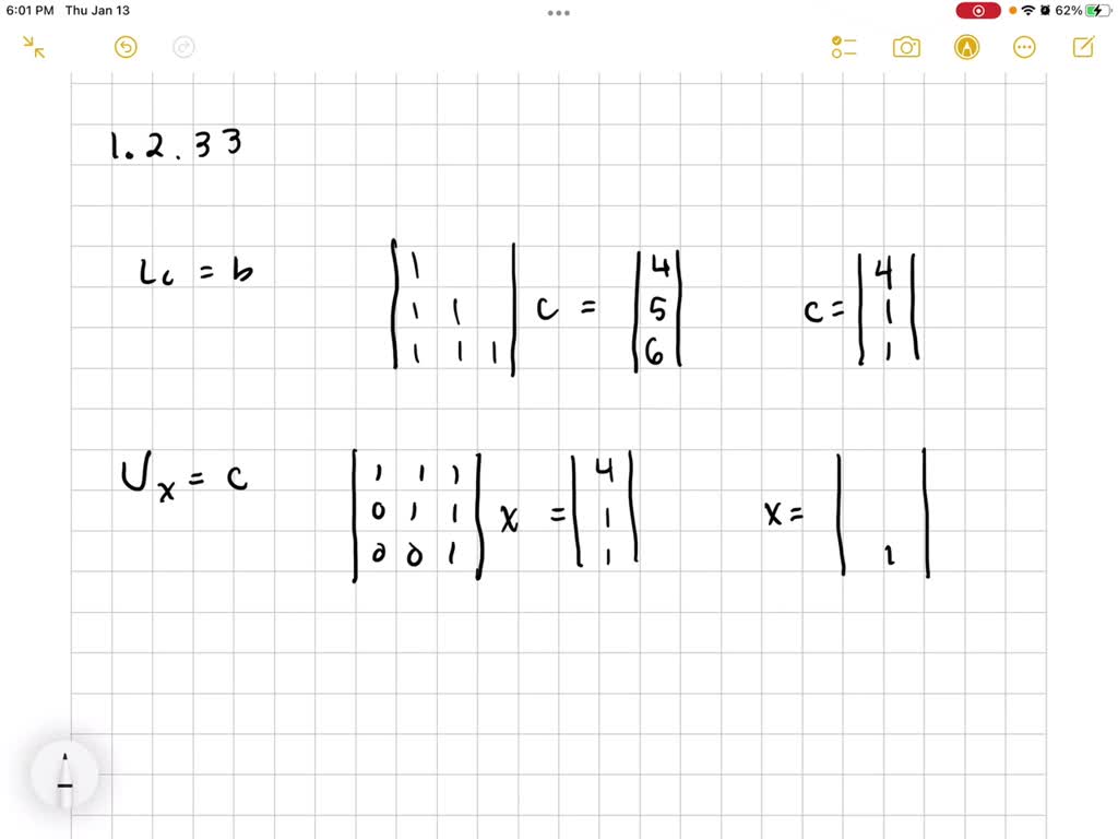 Compute the number of long operations needed to solve L 𝐜=𝐛 and U 𝐱=𝐜 ...