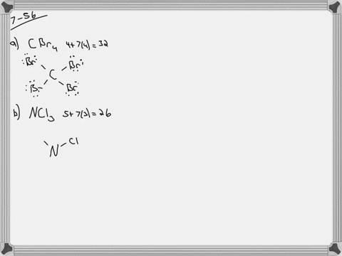 SOLVED:Draw electron-dot structures for the following molecules or ions: (a) CBr4 (b) NCl3 (c ...