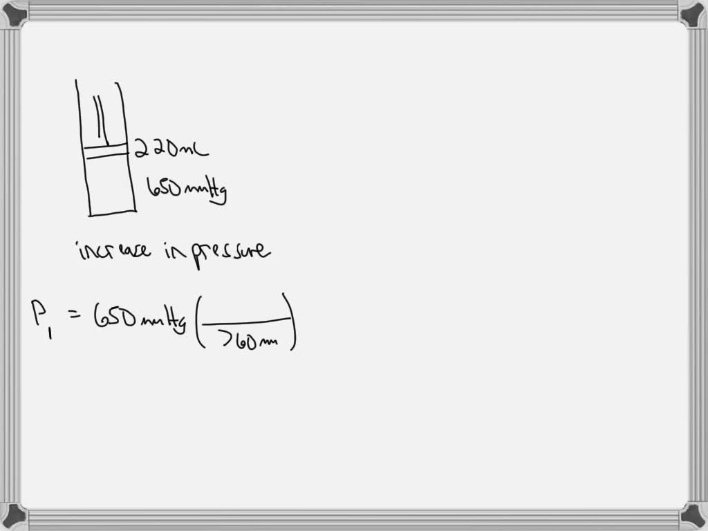 SOLVED:The air in a cylinder with a piston has a volume of 220 mL and a ...