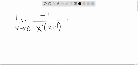 SOLVED:Find the limits in Exercises 1-12. limx →0 (-1)/(x^2(x+1))