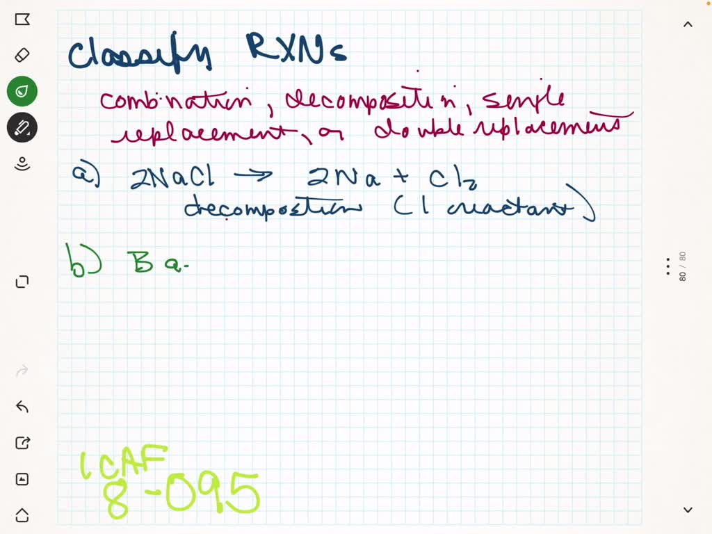 SOLVED:Classify each reaction as combination, decomposition, single ...