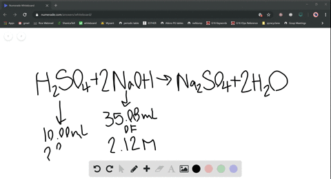 SOLVED:A 10.00 -mL sample of sulfuric acid from an automobile battery requires 35.08 mL of 2.12 ...