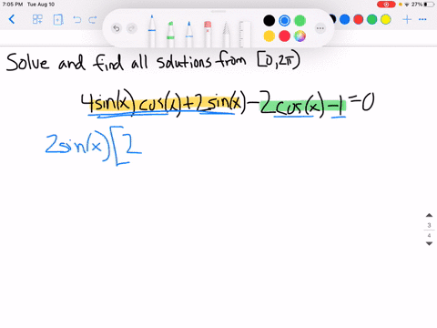 ⏩SOLVED:Find all the solutions for the trigonometric equation 2… | Numerade