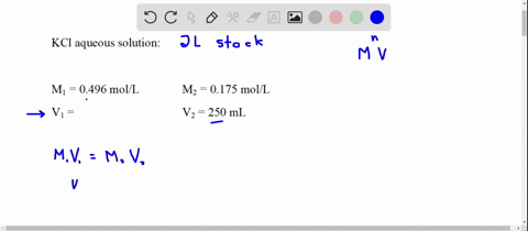 SOLVED:Given two liters of 0.496 M KCl, describe how you would use this ...