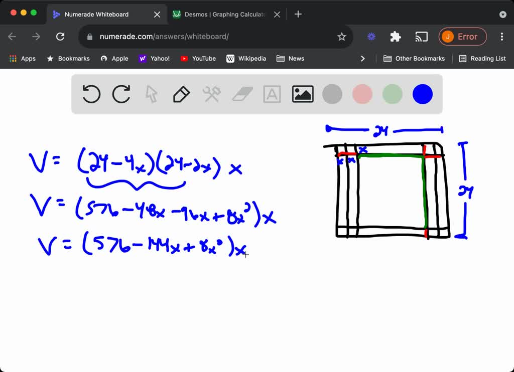 SOLVED:You construct an open box with locking tabs from a square piece of material, 60 ...