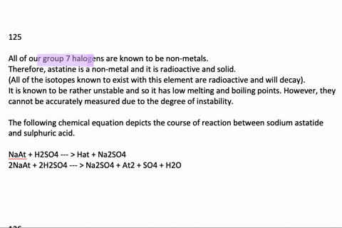 SOLVED:Little is known of the chemistry of astatine, the last member of ...