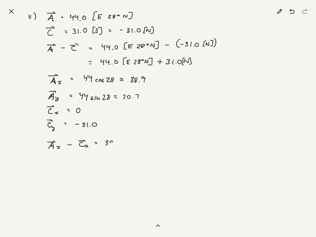 SOLVED:(II) Determine the vector 𝐀-𝐂, given the vectors 𝐀 and 𝐂 in Fig. 3-32