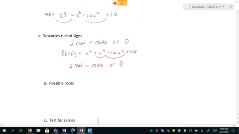 SOLVED:For each polynomial (a) use Descartes' rule of signs to ...