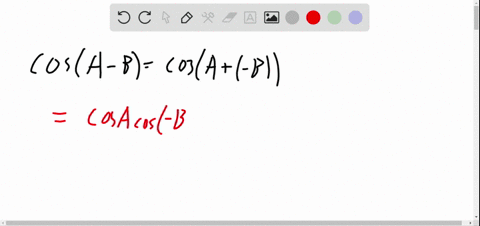 SOLVED:Use the addition formulas to derive the identities. cos(A-B)=cosA cosB+sinA sinB ...