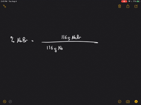 SOLVED: A saturated aqueous solution of NaBr at 20^∘ C contains 116 g ...