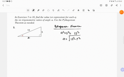 SOLVED:Find the value (or expression) for each of the six trigonometric ...