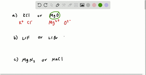 SOLVED: Specify which compound in the following pairs of ionic ...