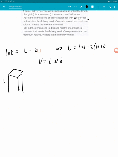 SOLVED: A parcel delivery service will deliver a package only if the length plus girth (distance ...