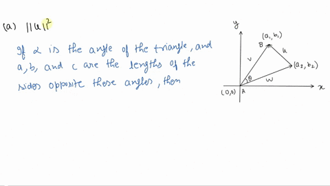SOLVED:Consider the triangle formed by vectors 𝐮, 𝐯, and 𝐰. a. Use the ...