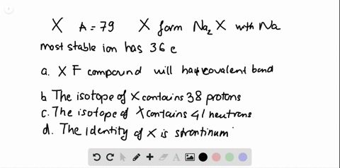 SOLVED:The isotope of an unknown element, X , hass a mass number of 79 . The most stable ion of ...